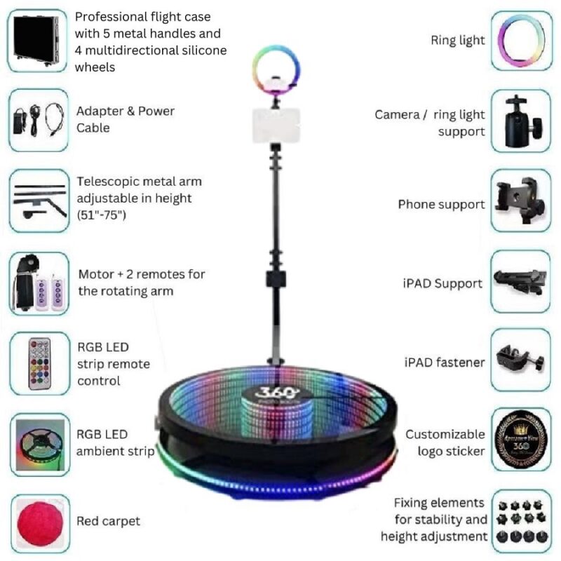 360 Photo Booth Pro Infinity Mirror 45.3"